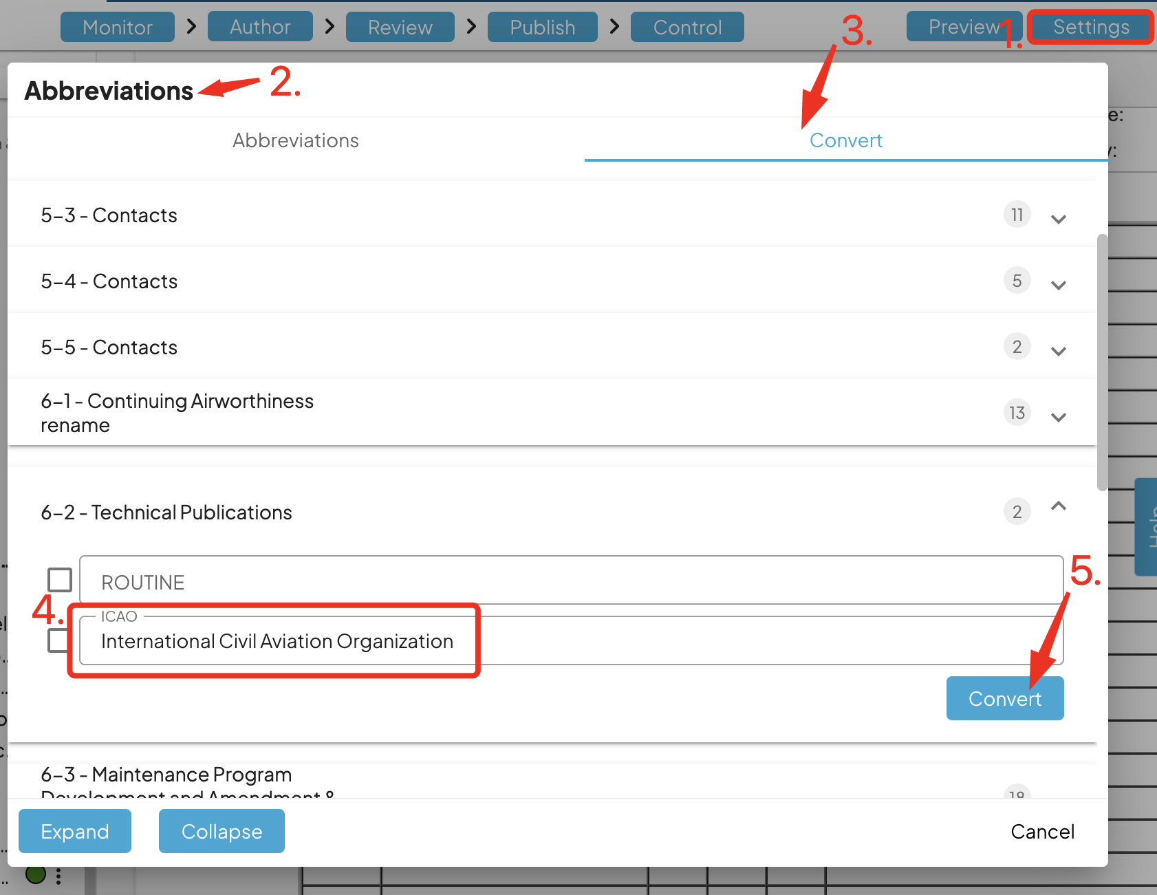 How to convert abbreviations – Web Manuals