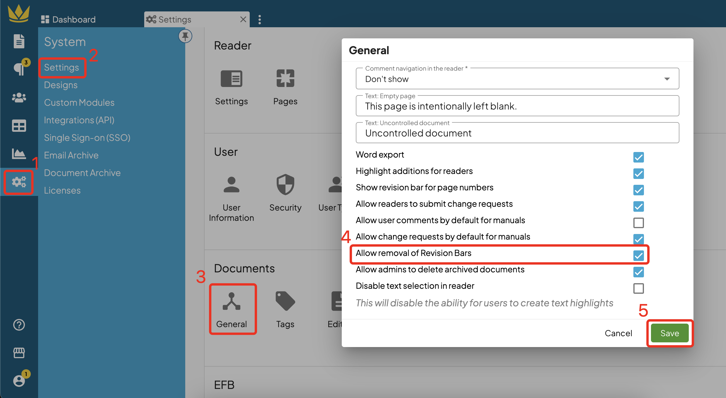How can I remove revision bars? – Web Manuals