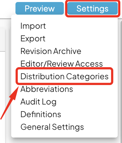 Distribution Categories – Web Manuals