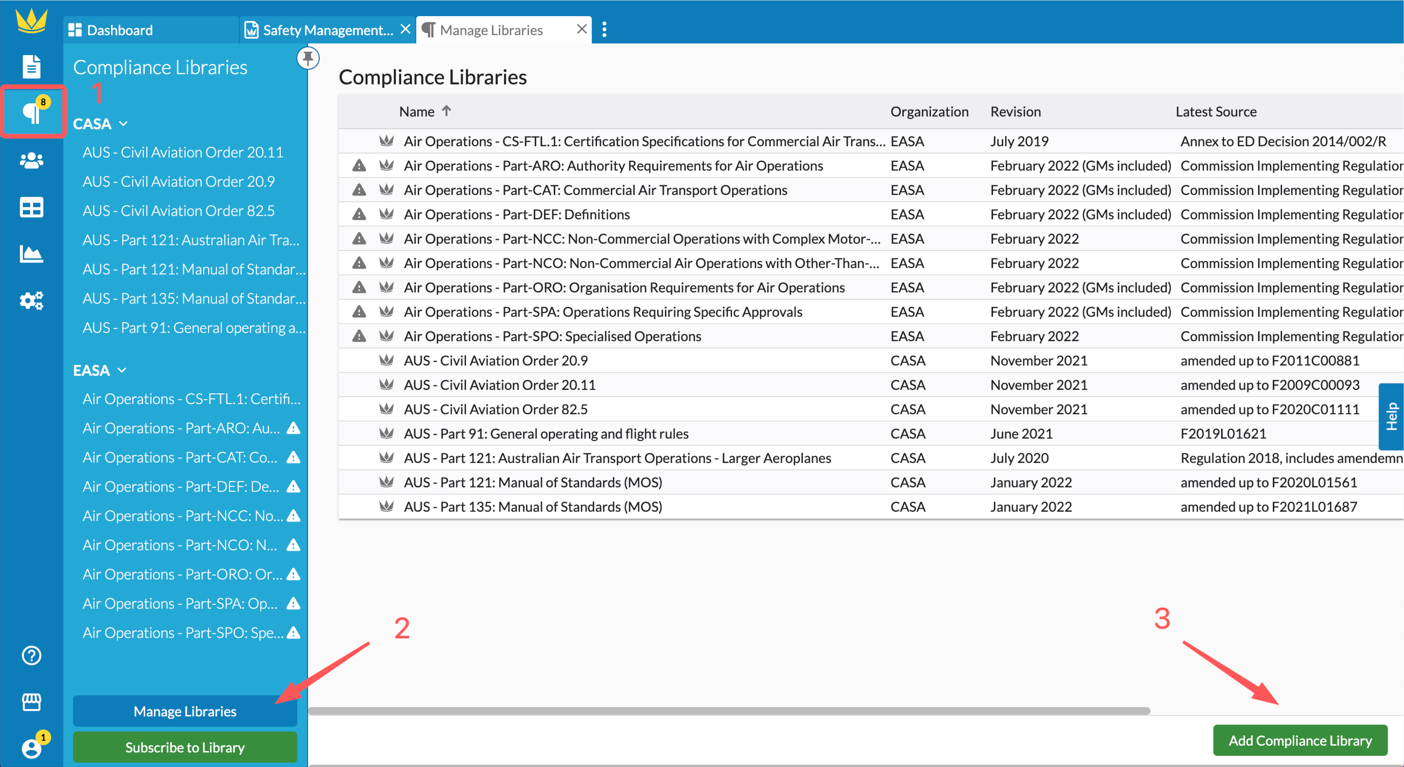 How to create your own customized Compliance Library – Web Manuals