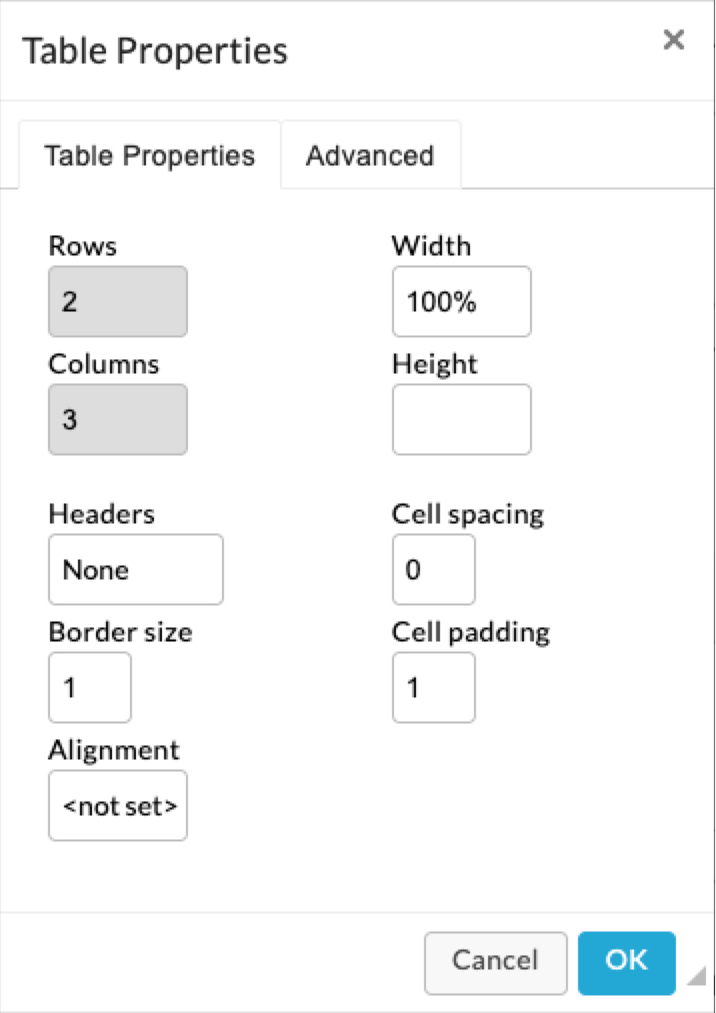 How to create a Table – Web Manuals