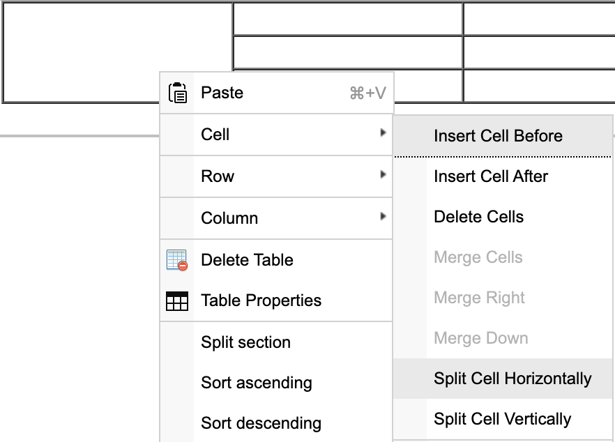 How to create a Table – Web Manuals